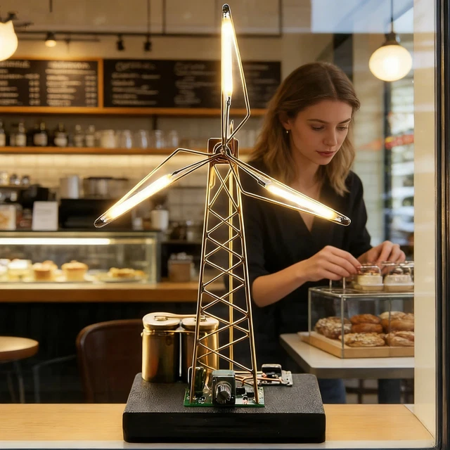 WINDMILL NIGHT LIGHT DIY Rotating Windmill Lighting Supplies Desktop £ ...