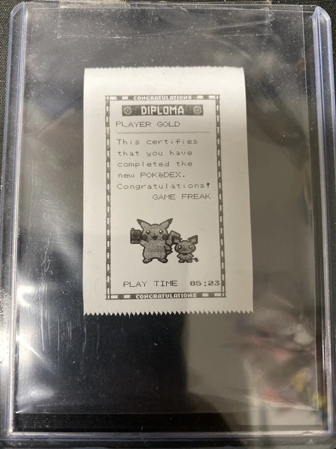 GAMEBOY PRINTER PRINT-OUTS Diploma POKEDEX COMPLETE Pokemon YELLOW ...