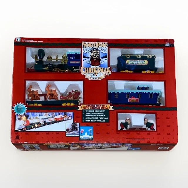 VINTAGE NORTH POLE Christmas Express Musical Train Set Toy State 1996 ...