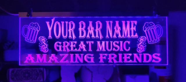 MAN CAVE BAR Open Sign led personalised bar name light up neon pub ...