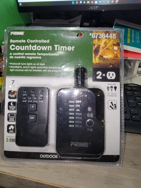 PRIME REMOTE CONTROLLED Countdown Timer Outdoor with Two Ground Plug ...