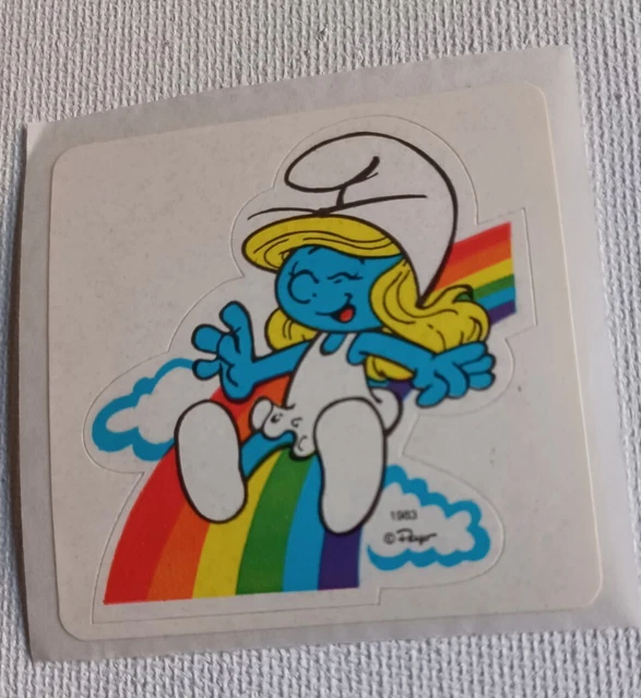 SMURF STICKER SMURFETTE Rainbow 1983 Vintage Unused 2"x2" $5.00 ...
