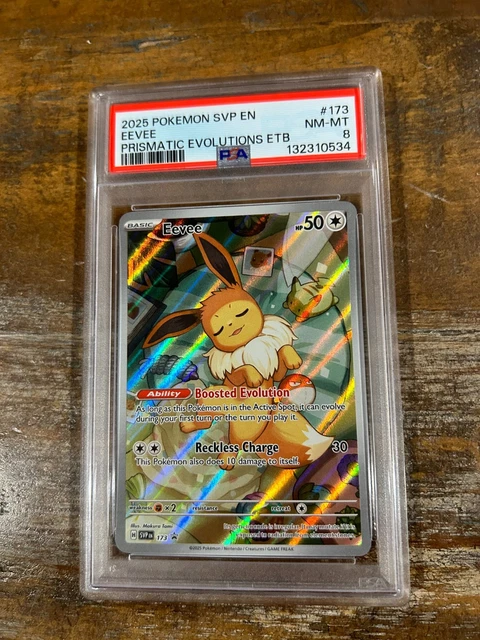 POKEMON 2025 PRISMATIC Evolutions ETB EEVEE Full Art SVP En #173 PSA 8 ...