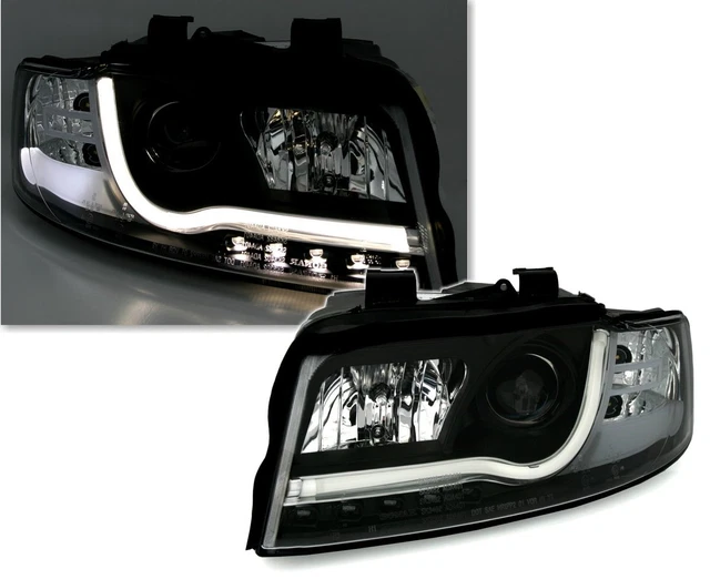 HEADLIGHTS LED DRL Inside LTI Light Tube for AUDI A4 B6 00-04 Black ...