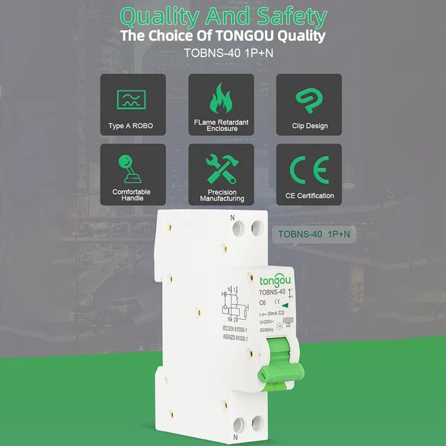 AC230V RATED FREQUENCY Type A Curve B RCBO 6KA 18mm 30mA 1P+N Circuit ... AC230V RATED FREQUENCY Type A Curve B RCBO 6KA 18mm 30mA 1P+N Circuit ...