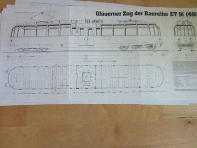 BAHN GROSSFORMAT RISSZEICHNUNG DRG/DR 18 Gläserner ZUG ET 91 1: 43,5 ...