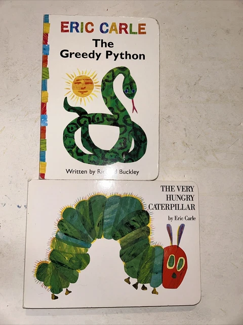 LOT OF 2 ERIC CARLE Baby Board Books HUNGRY CATERPILLAR & GREEDY PYTHON ...