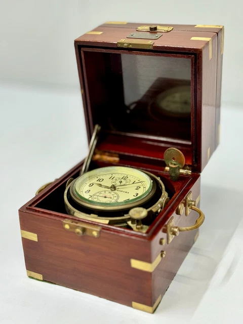 SHIP SALVAGE ORIGINAL Marine Old Antique Chronometer Box Russian Clock ...