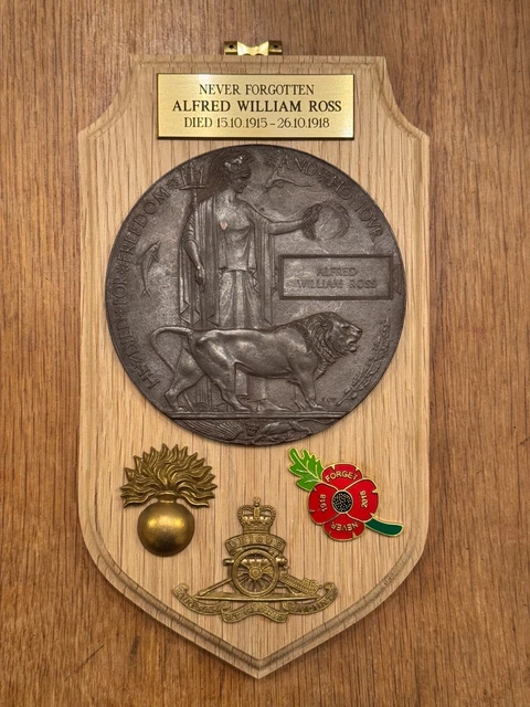 WW1 MEMORIAL PLAQUE Death Penny - ALFRED WILLIAM ROSS £84.99 - PicClick UK