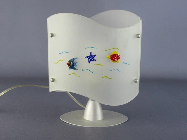LAMPE DE TABLE Abat-Jour Verre Design Avec Poisson Marine Italien ...