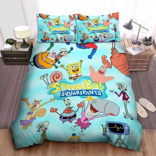 SPONGEBOB SQUAREPANTS PEARL Krabs And Uncle Quilt Duvet Cover Set Queen ...