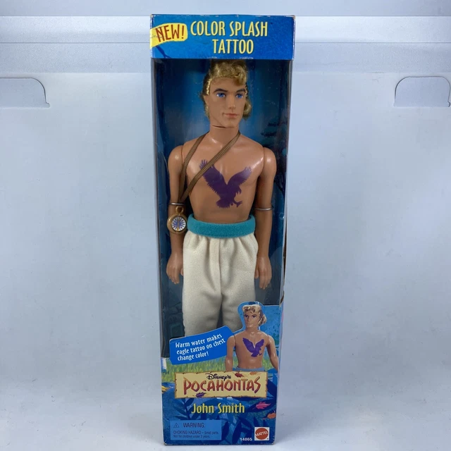 1995 MATTEL DISNEY Pocahontas Color Splash Tattoo John Smith NIB $24.99 ...