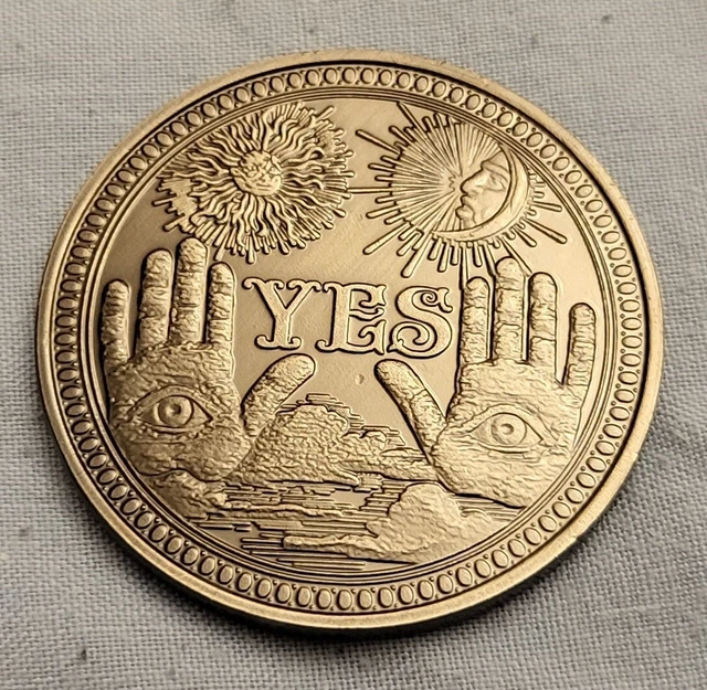YES NO SILVER Coin Masonic Skeleton Halloween Occult Witchcraft Random ...