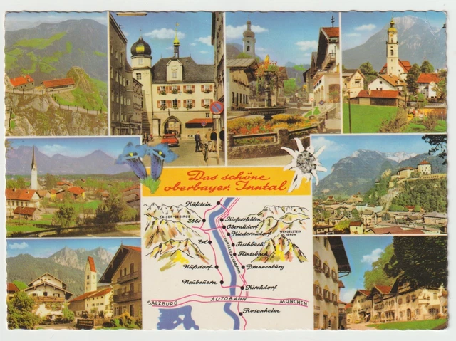 AK MAP, LANDKARTE, Umgebungskarte **DAS SCHÖNE OBERBAYERISCHE INNTAL ...