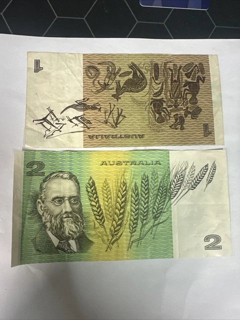 AUSTRALIAN ONE AND Two Dollar Paper Note Set $2 + $1 $4.00 - PicClick AU