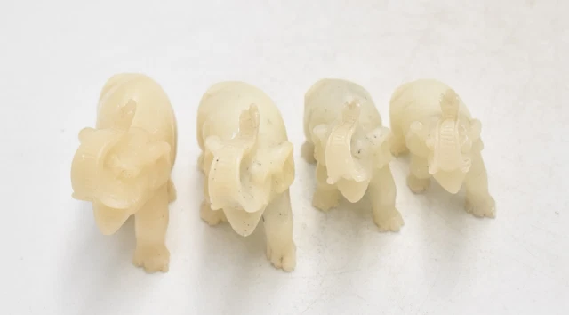 VINTAGE CALCITE FAMILY of Elephants Figurines - Set of 4 Statues ...
