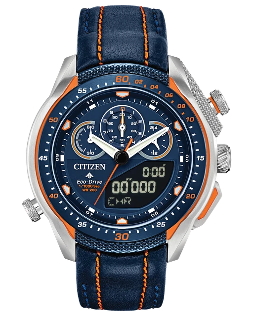 CITIZEN ECO-DRIVE MEN'S Ana-Digi Promaster SST Blue Leather Watch ...
