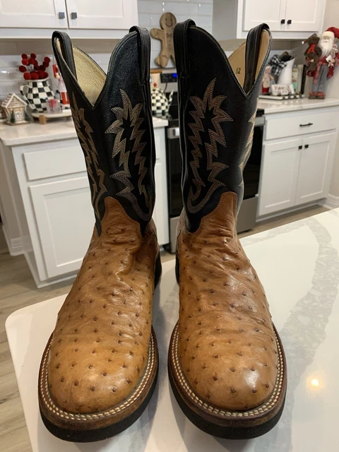 JUSTIN FULL QUILL Ostrich Cowboy Boots - Round Toe Size 11.5 D Style 5014 £151.36 - PicClick UK