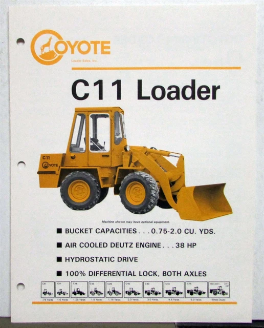 1985 COYOTE C11 Loader Specs Construction Sales Folder £8.15 - PicClick UK