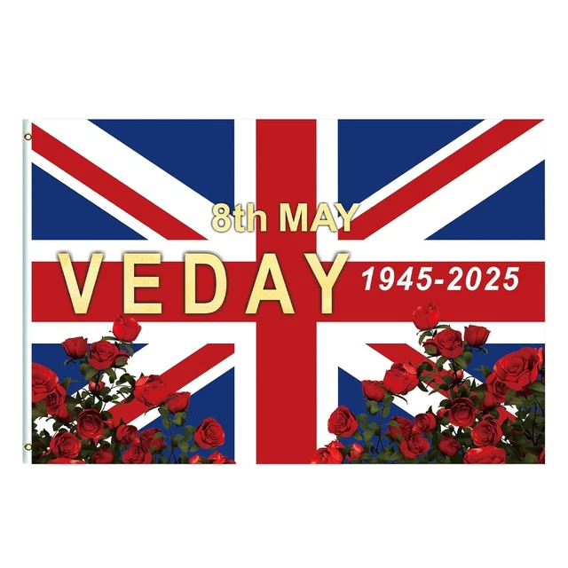 LARGE 5X3FT VE Day Flags for 2025 VE Day 80th Anniversary Decorations ...