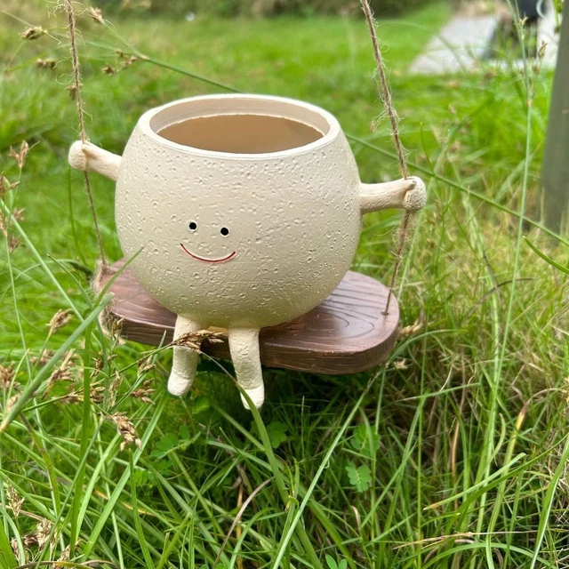 WALL HANGING SWING Face Planter Pot Smiling Face Planter Courtyard ...