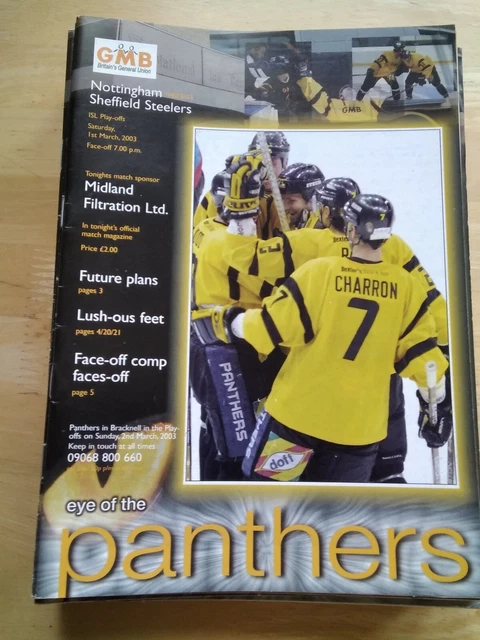 2002/3 NOTTINGHAM PANTHERS V Sheffield Steelers - Ice Hockey 1/3/03 ...