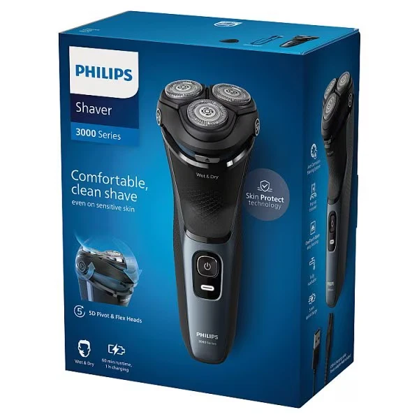 PHILIPS SERIES 3000 Wet and Dry Electric Shaver - Shiny Black BRAND NEW ...