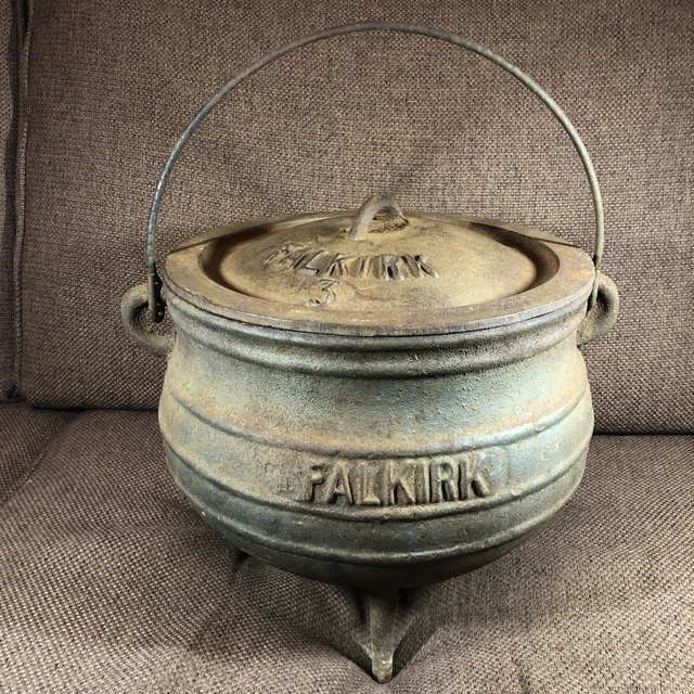 ANTIQUE FALKIRK CAST Iron 3 Legged Pot Cauldron Model No 3 Good ...