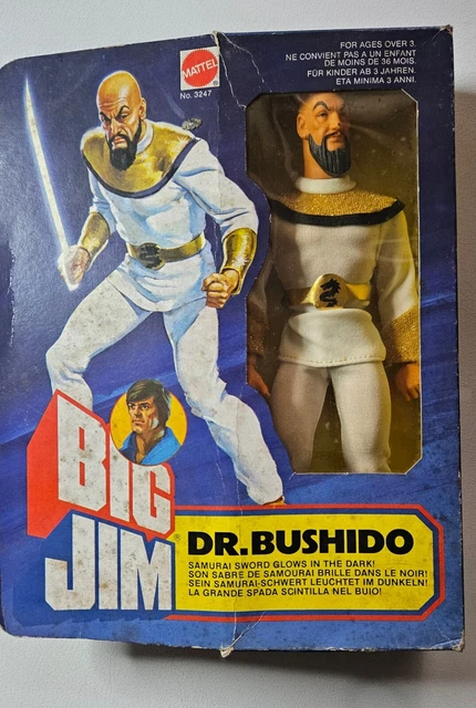 MATTEL 198O BIG Jim Foe Dr Bushido MIB fondo magazzino 3247 doll action ...