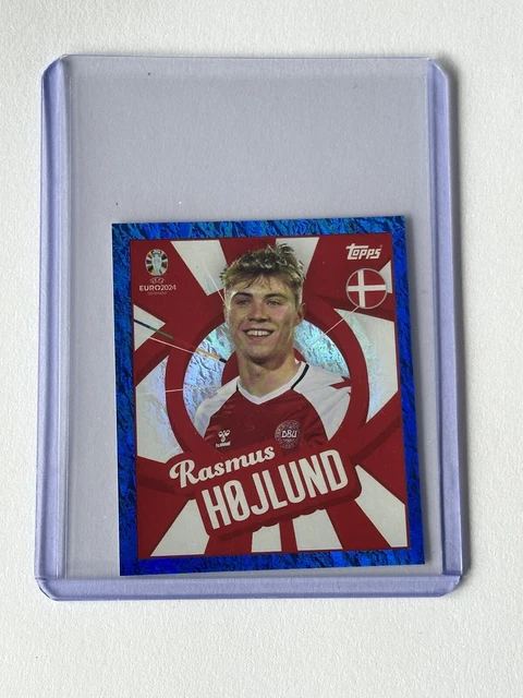 TOPPS UEFA EURO 2024 Rasmus Hojlund Blue Parallel Sticker No Den Ptw £8 ...