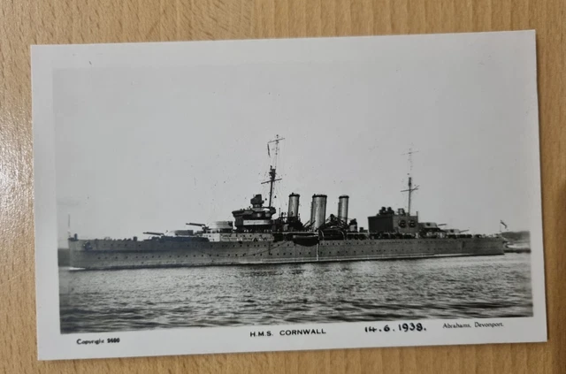 ORIGINAL WW2 ERA Photo Royal Navy Battleship HMS CORNWALL in 1938 ...