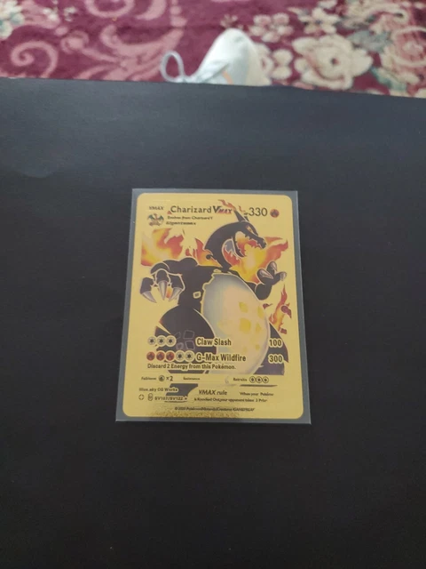 POKEMON CHARIZARD VMAX GOLD HP 330 Solid Metal Rare Collectable Card ...