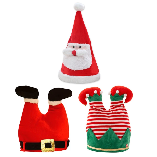 SINGING AND DANCING Christmas Hat for Adults Santa and Elf Pants Hat ...