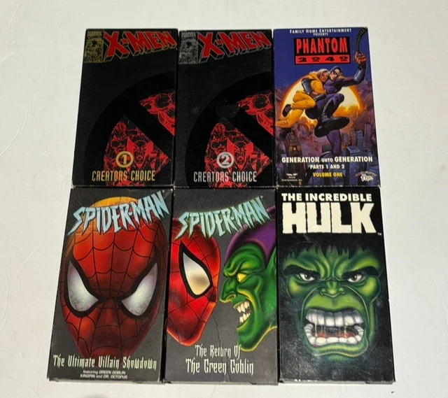 X-MEN SPIDER-MAN HULK Phantom 2040 Marvel VHS LOT Animated 6 Tapes HTF ...
