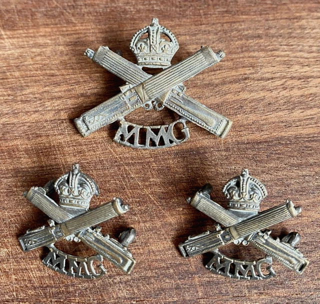 ANTIQUE RARE WWI Motor Machine Gun Corps Cap Officers Bronze Badge Set ...