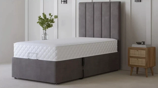 RESTWELL PANEL DESIGN Electric Adjustable Bed with Mattress & Headboard ...