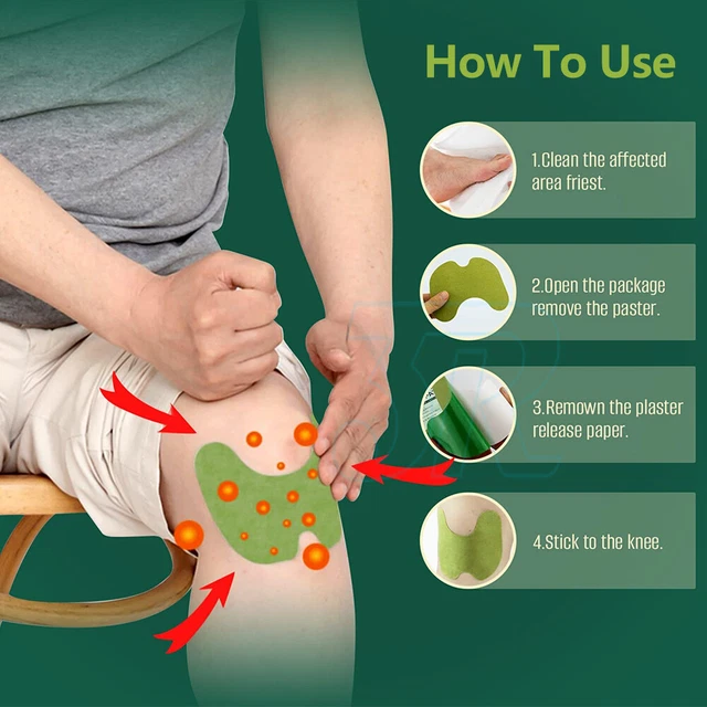 120PCS KNEE PLASTER Sticker Wormwood Extract Knee Pain Joint Ache ...