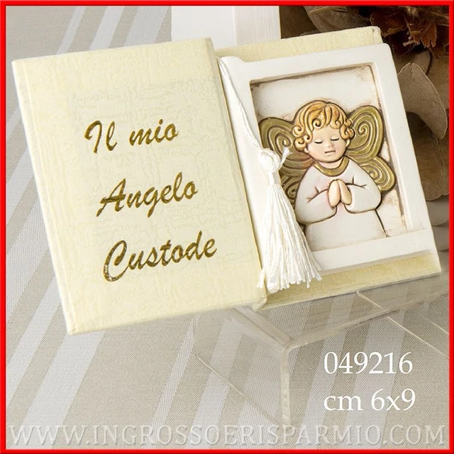 BOMBONIERE BATTESIMO COMUNIONE cresima libro icona angelo custode ...