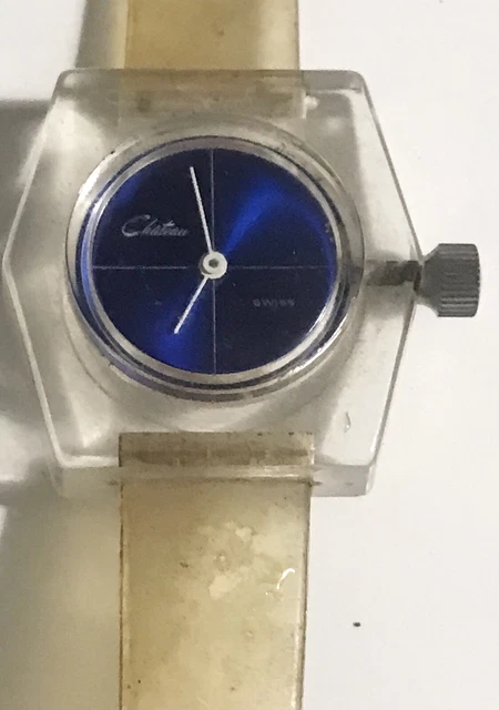 VINTAGE CHATEAU JELLY Ladies Jellyfish Clear Swiss Watch 1980s E.Gluck ...
