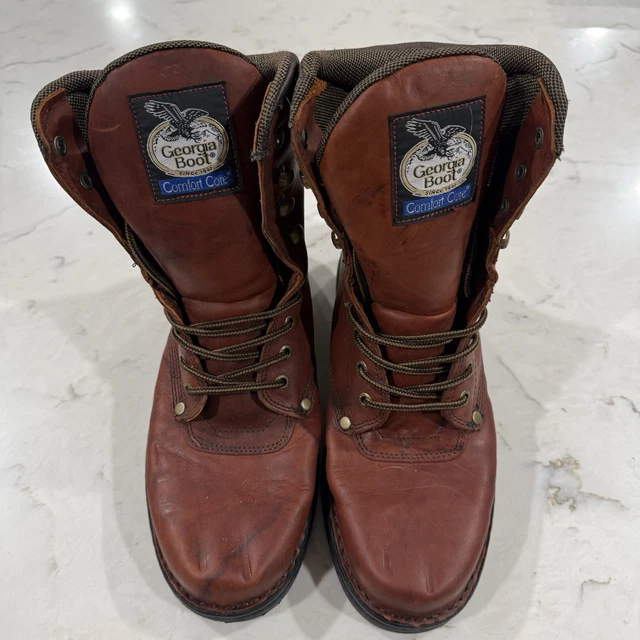 GEORGIA BOOT G8083 Comfort Core 8” Work Boots Men’s 10.5M Leather Brown ...