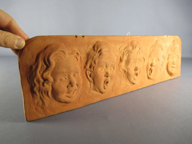 PANNEAU TERRE CUITE Mural Putti Chanteurs Avec Voix Sculpture Vintage ...