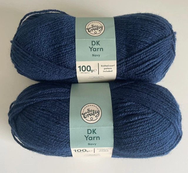 NAVY BLUE SO Crafty double knit yarn - 2 x 100g balls DK knitting wool ...