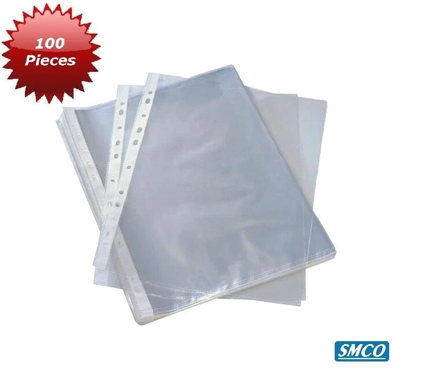 A4 CLEAR MULTI HOLE FILING SLEEVES Punched Pockets PLASTIC WALLETS ...
