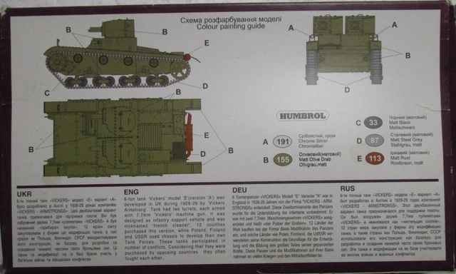 BAUSATZ ENGL. PANZER Vickers 6 ton Modell E von UM 618 im Maßstab 1:72 ...