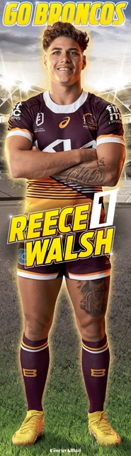 REECE WALSH LIFE-SIZE Brisbane Broncos NRL Poster - 190cm x 55cm $99.99 ...