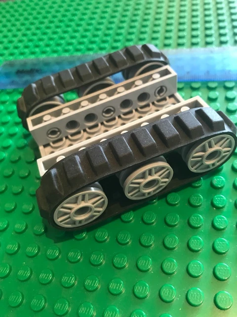 LEGO 2 BLACK Caterpillar Rubber Track + 6 Grey Technic Wheel + Bricks ...