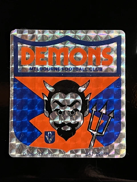 VINTAGE HOLOGRAPHIC MELBOURNE Demons VFL Old Logo sticker decal 7.5cm x ...