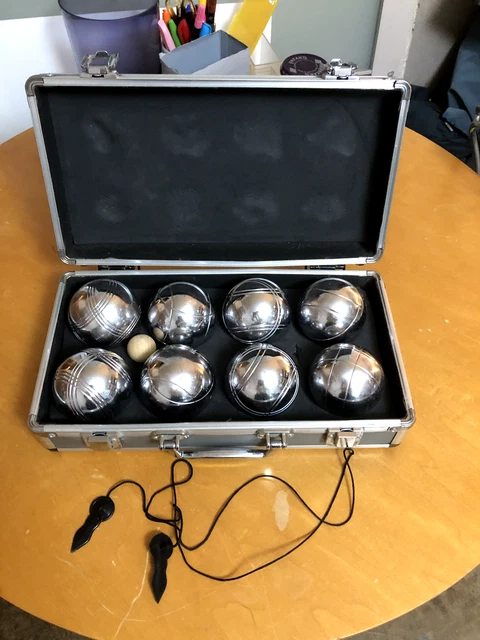 VINTAGE CASED SET of Steel Boules Petanque Set of 8 £28.00 - PicClick UK