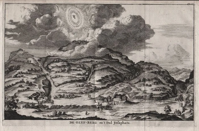 1710 JERUSALEM MOUNT Of Olives Israel Map Holy Country Copperplate $68. ...