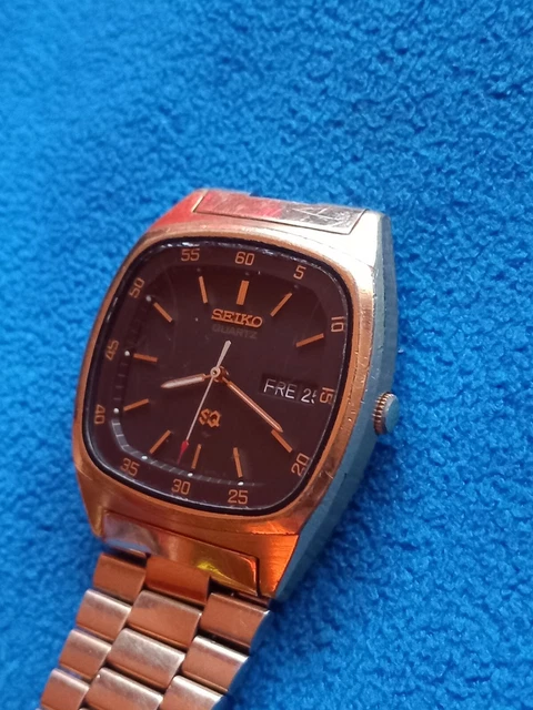 VINTAGE SEIKO SQ Gold Plated Black Dial Day-Date TV Dial 7123-5060 £30.87 - PicClick UK